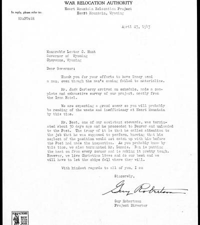 Lester C. Hunt papers | Wyoming History Day